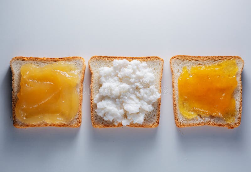 Toasts with different jams stock image. Image of marmalade - 141306431