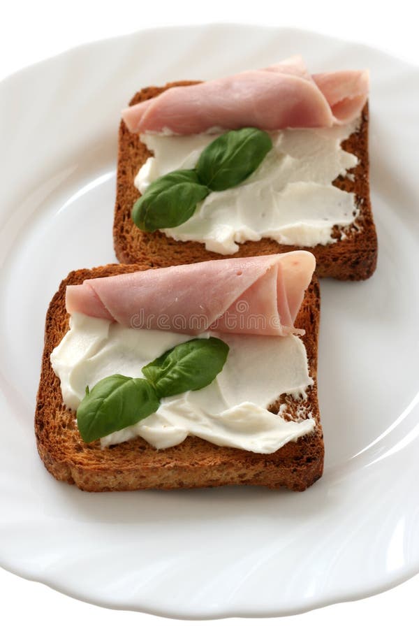 Toasts with ham and cheese stock image. Image of breakfast - 16912353