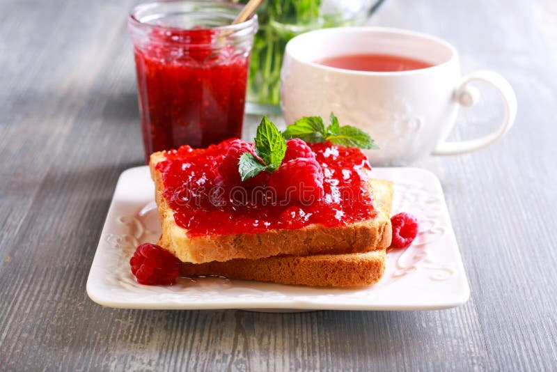 Toasts with Homemade Raspberry Jam Stock Image - Image of raspberry ...