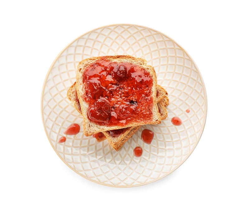 Toasts with Jam on Plate, Isolated Stock Image - Image of cuisine ...