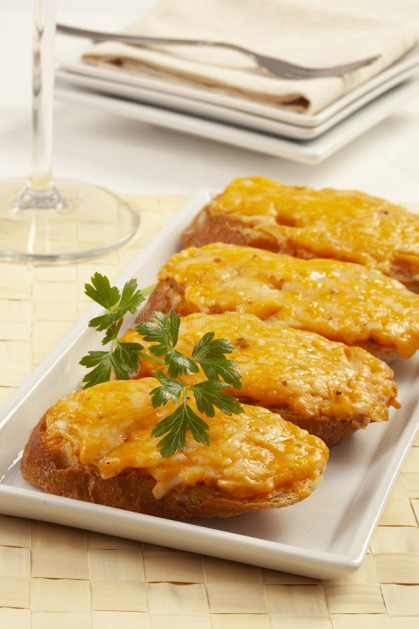 Toasts with melted cheddar stock photo. Image of bakery - 283260476