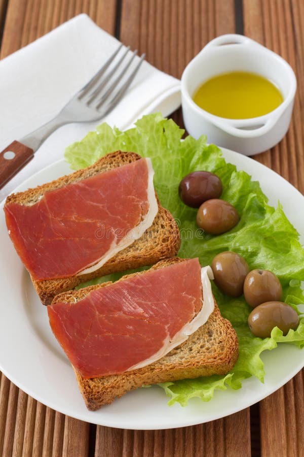 Toasts with prosciutto stock image. Image of toasts, appetizer - 22769123