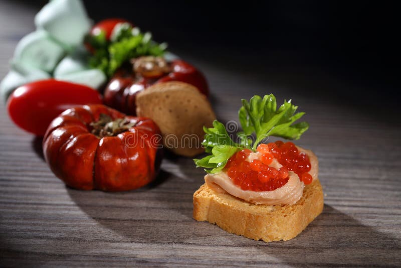 Toats with pate and caviar stock photo. Image of toasts - 44198982