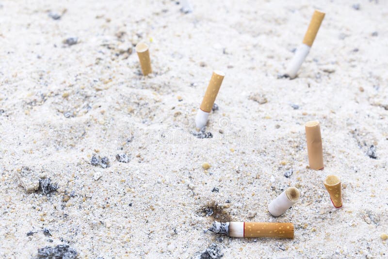Tobacco Cigarette on Beach Sand. Stock Photo - Image of closeup, baccy ...