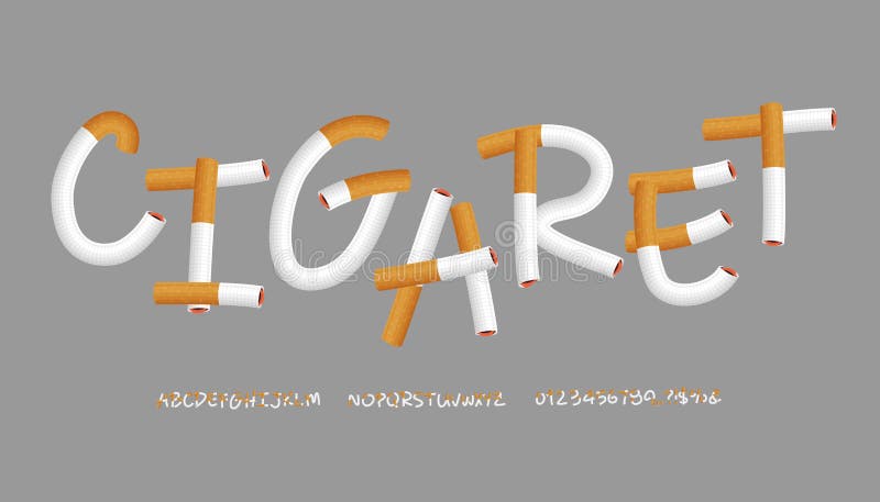 Tobacco Font. Alphabet Made of Cigarettes. Stock Illustration ...