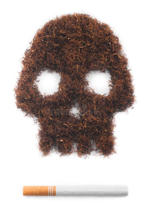 Skull With A Cigarette In It`s Mouth Isolated On Black Stock Photo ...