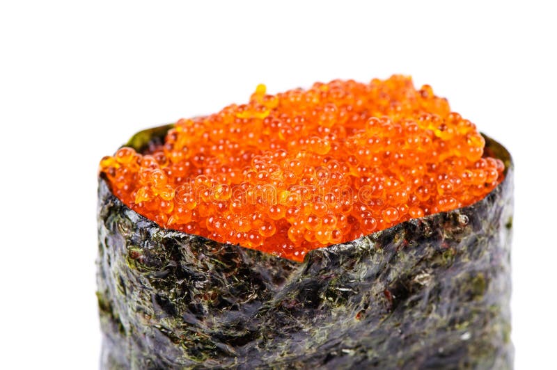 Tobiko Gunkan-Sushi Mit Fisch-Rogen Stockbild - Bild von pfeffer ...