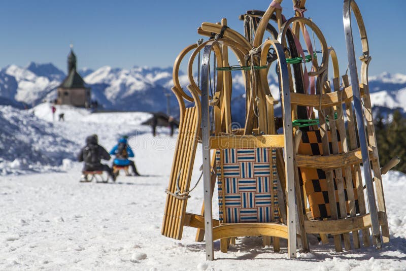 Toboggans on a Mountain Top Stock Image - Image of snow, slides: 29634429