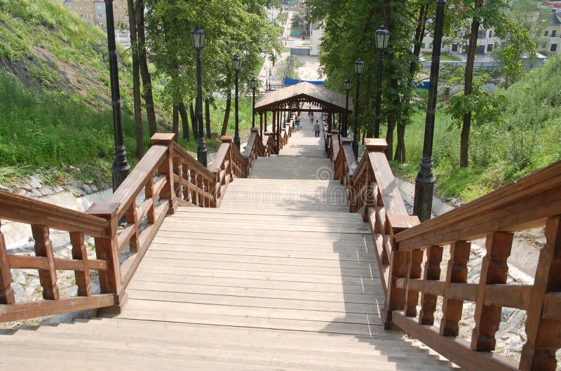 Tobolsk, Ladder from the Kremlin in the Bottom Cit Stock Photo - Image ...