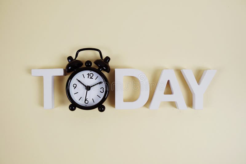 Today Alphabet Letters Alarm Clock Light Yellow Background Stock Photos ...