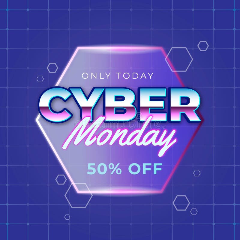 Only Today Cyber Monday Retro Futuristic Effect Vector Design Stock ...