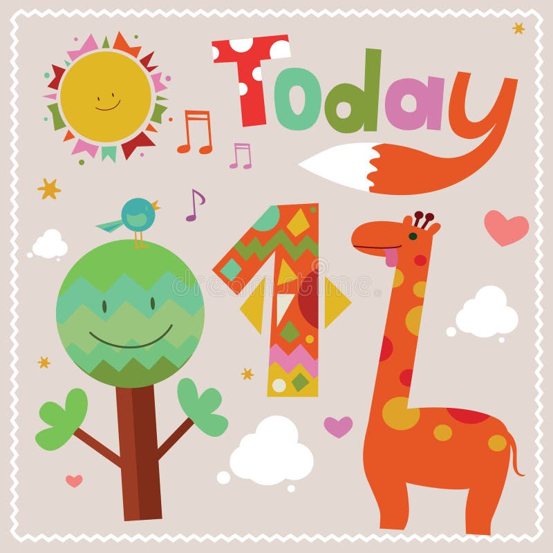 Today is 1 Holiday card stock vector. Illustration of cute - 42992697