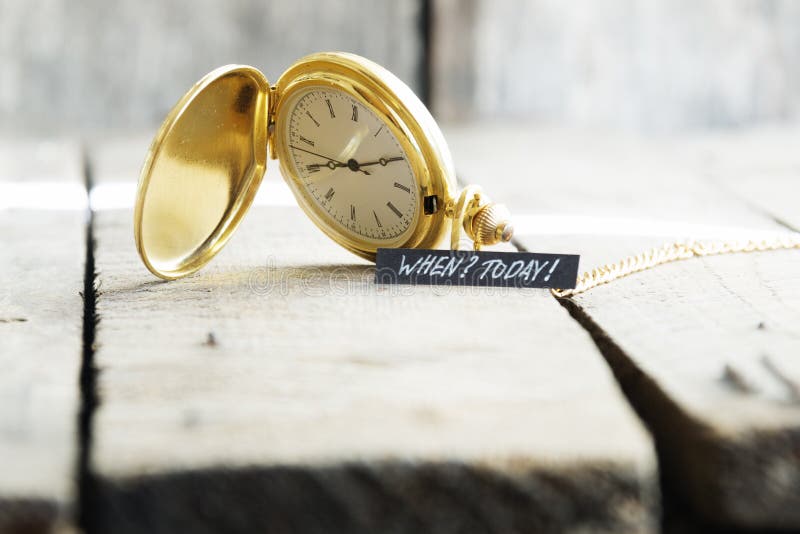 Today Idea, Text and Gold Pocket Watch. Stock Photo - Image of table ...