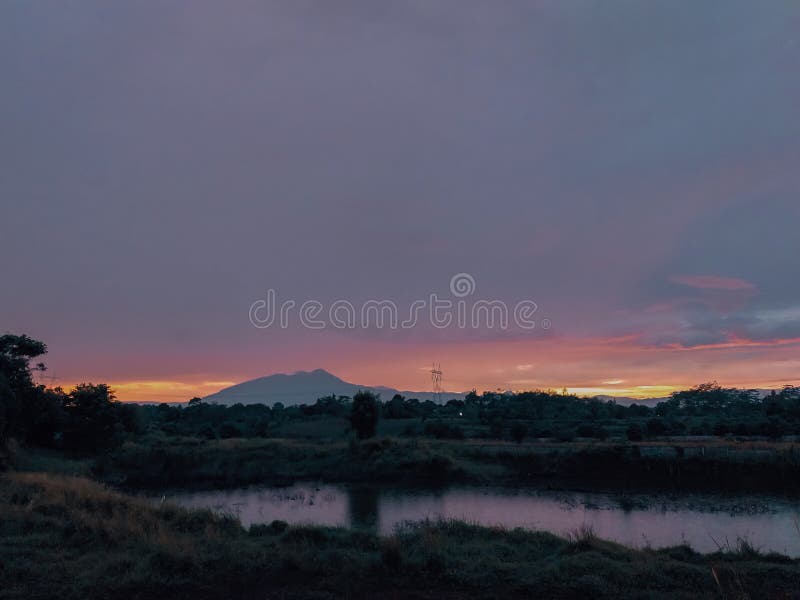Today Landscape of Beautiful Sunset at Bogor, Indonesia Stock Photo ...