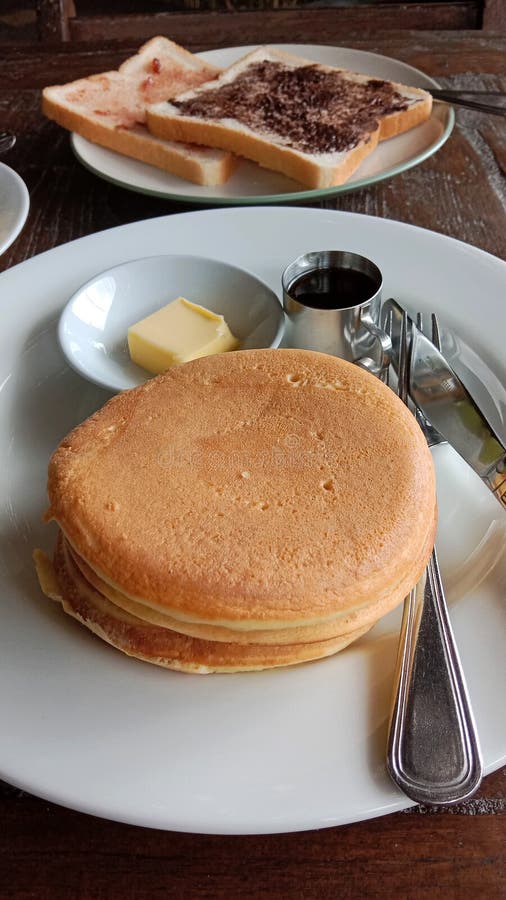 Today My Breakfast Menu by Delicious Pancake Stock Image - Image of ...