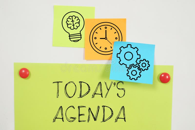 Today S Agenda is Shown Using the Text on a Board Stock Image - Image ...