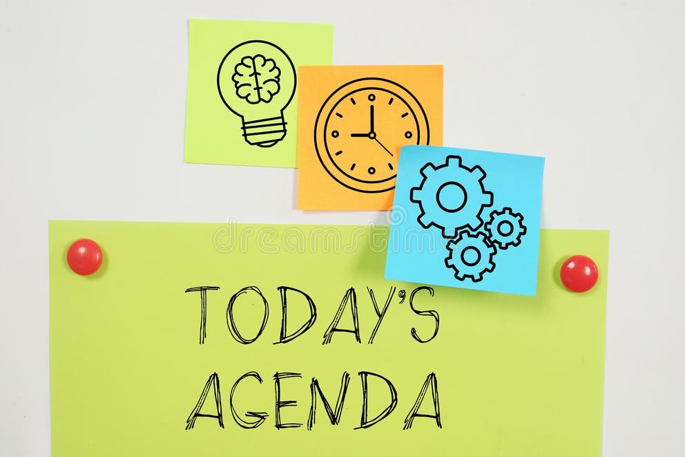 Today S Agenda is Shown Using the Text on a Board Stock Image - Image ...
