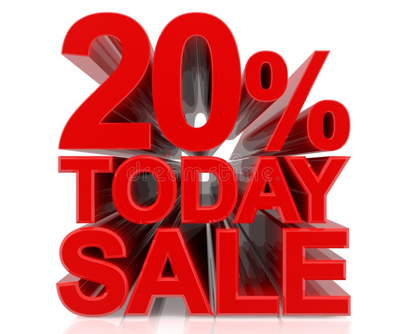 20 TODAY SALE Word on White Background 3d Rendering Stock Illustration ...