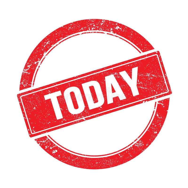TODAY Text on Red Grungy Round Stamp Stock Illustration - Illustration ...