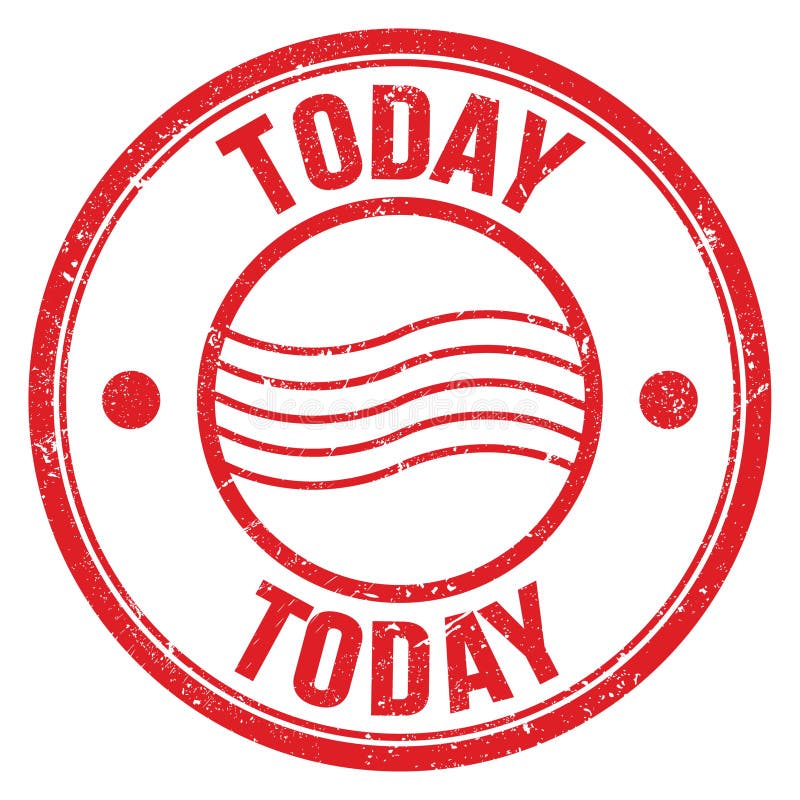 TODAY Text Written on Red Round Postal Stamp Sign Stock Illustration ...