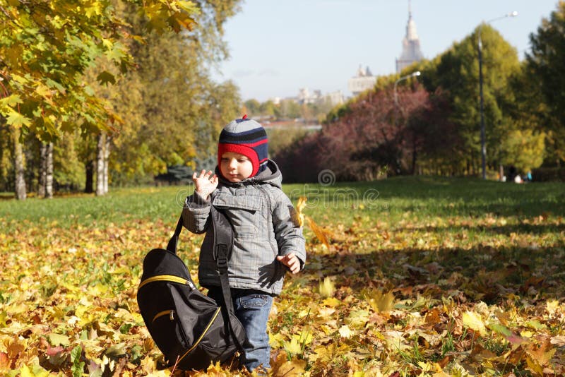 Toddler with backpack stock photo. Image of face, caucasian - 34346356