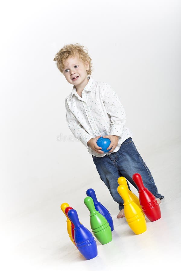 Toddler is bowling stock photo. Image of bowler, colorful - 32894396