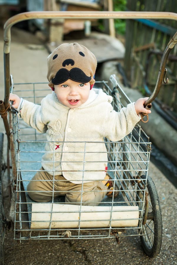 Toddler Boy Riding in the Cart Stock Photo - Image of child, health ...