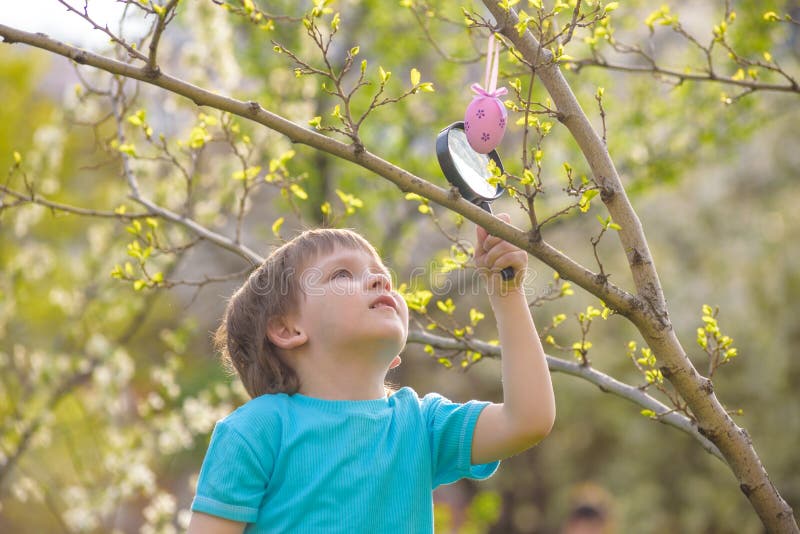 Toddler Boy in Spring Time Near the Blossom Tree Stock Photo - Image of ...