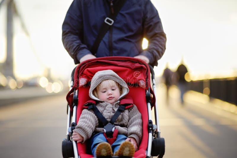 Cute Boy Sitting in Stroller Stock Photo - Image of comfortable, baby ...