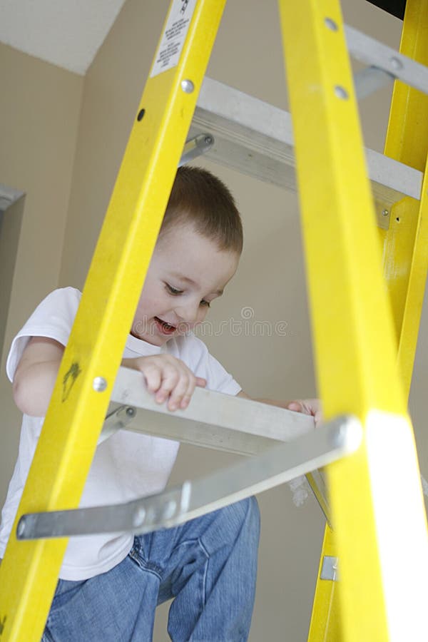 Toddler Climbing Ladder stock image. Image of happy, ladder - 7983805