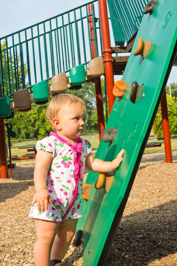 Toddler at Climbing Ramp stock image. Image of year, climb - 25833641