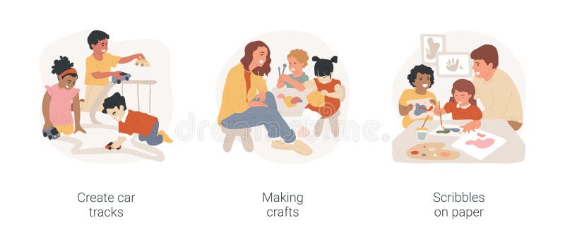 Toddler Creative Development Isolated Cartoon Vector Illustration Set ...