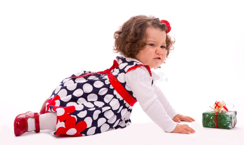 Toddler Crying Over Present Box Stock Image - Image of holiday ...