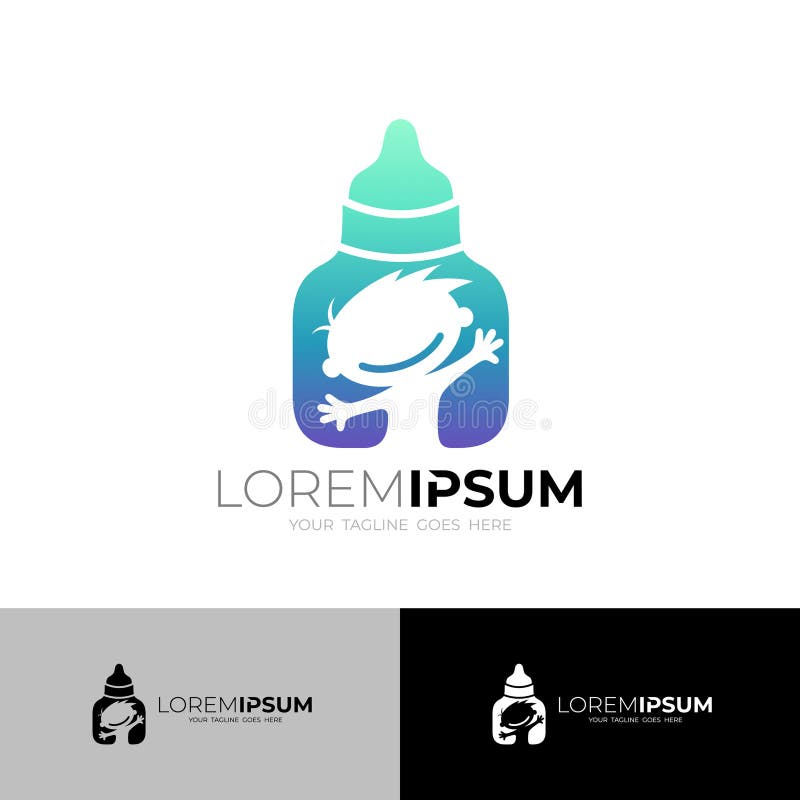 Toddler and Drinking Pacifier Icon, Blue Color, Children Logos Stock ...