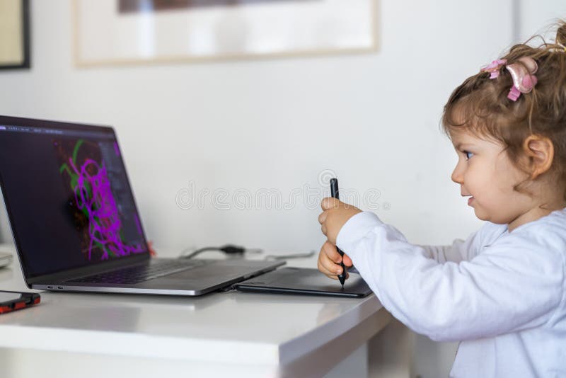 Drowing Children Computer Stock Photos - Free & Royalty-Free Stock ...
