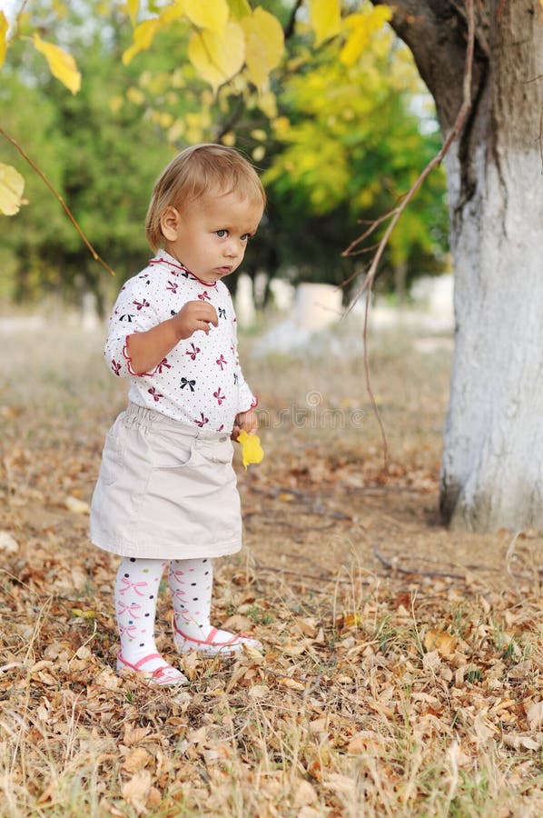 Toddler in fall stock image. Image of child, baby, golden - 33968979