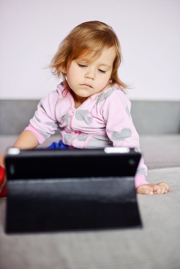 Toddler Girl Using Tablet Pc Stock Image - Image of child, female: 41101379