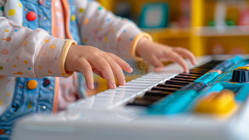 Toddler Hands on Toy Keyboard. Stock Image - Image of playtime, hobby ...