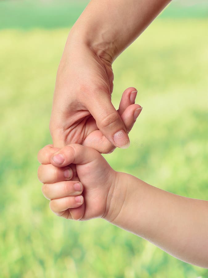 Toddler Holds Mom`s Hand. Isolated Stock Photo - Image of little ...