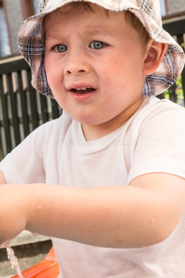 Toddler stock photo. Image of baby, cute, blond, blue - 58397968