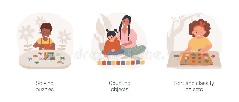 Toddler Mental Development Isolated Cartoon Vector Illustration Set ...