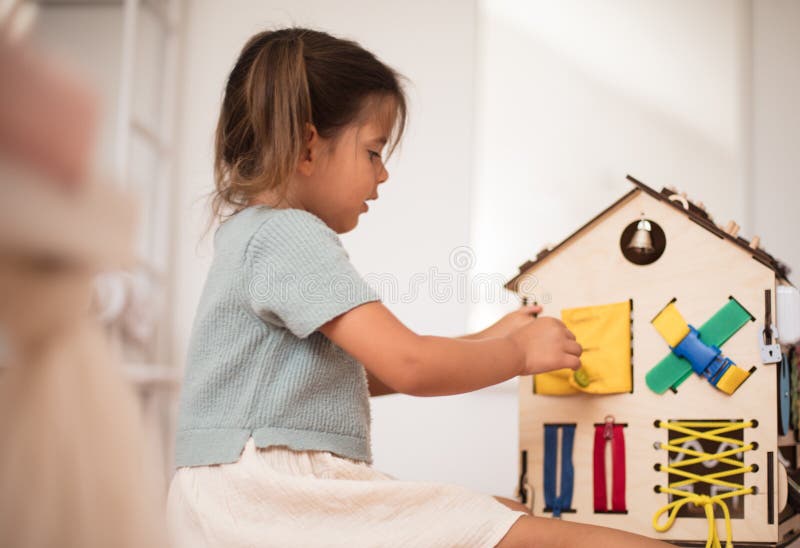 Toddler Playing Interactive Games for Good Development at Home Stock ...