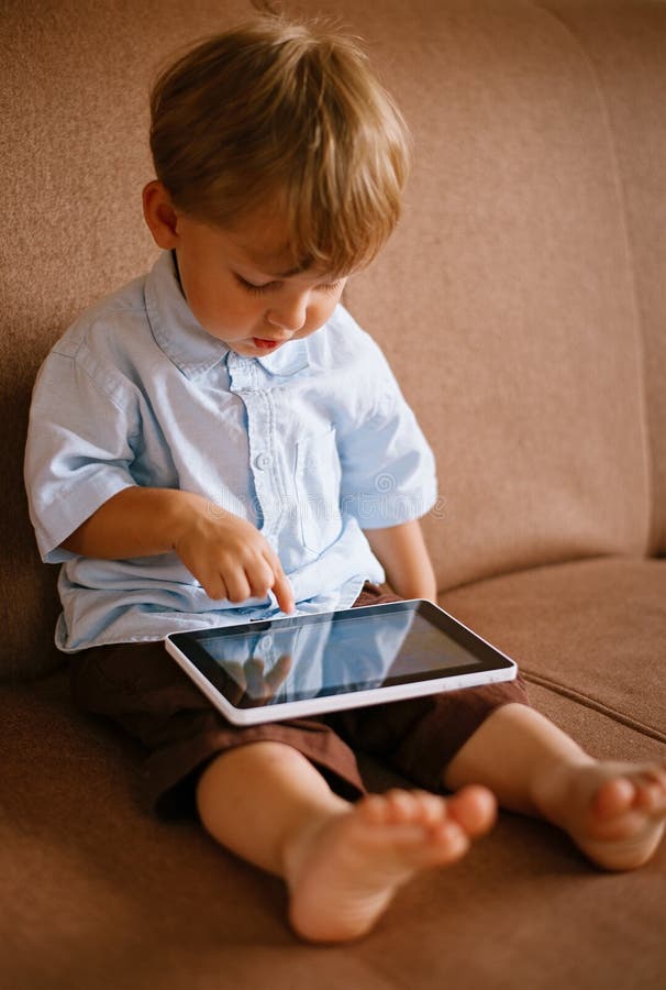 Toddler Playing with a Tablet Computer Stock Photo - Image of child ...