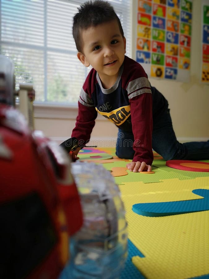 Toddler Reading, Playing and Learning at Home the ABC Book Stock Image ...
