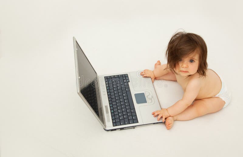 Toddler Working on Computer Stock Image - Image of work, toddler: 9471439
