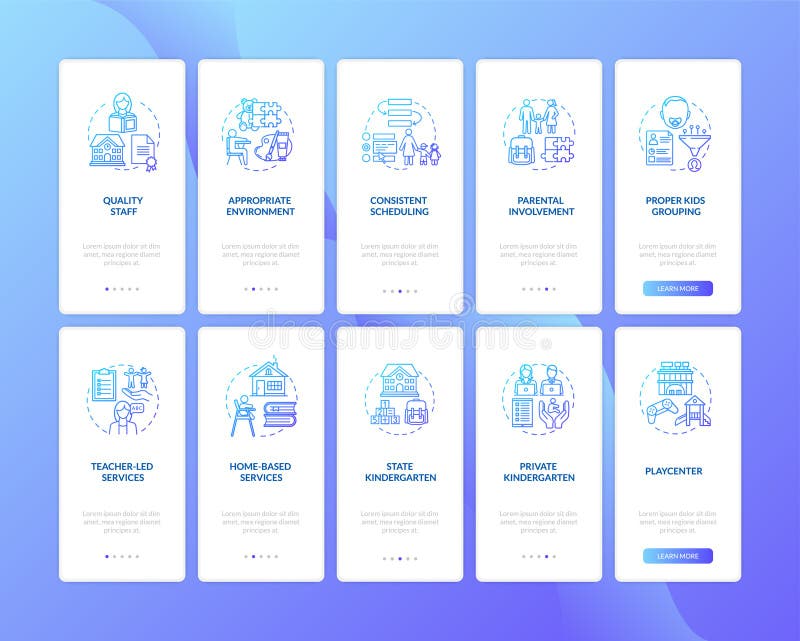 Toddlers Education Centers Types and Features Onboarding Mobile App ...