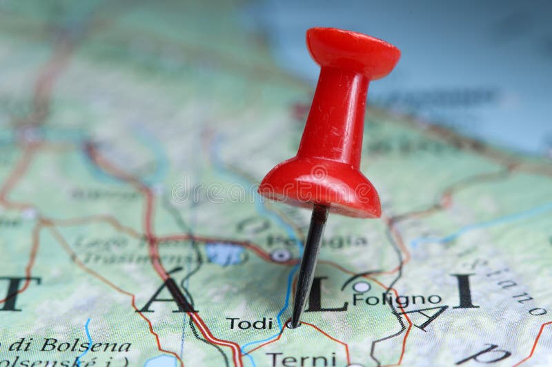 Todi, Italy pin on map stock image. Image of district - 367560229
