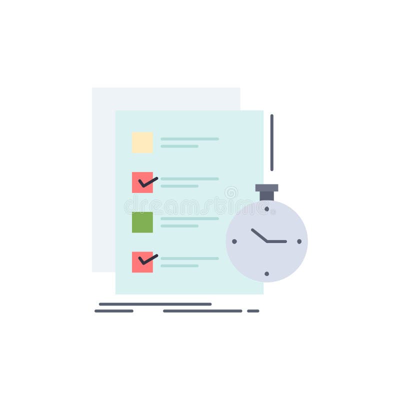 Todo, Task, List, Check, Time Flat Color Icon Vector Stock Vector ...