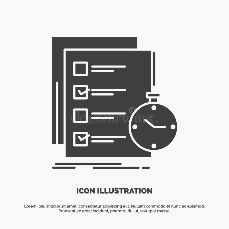 Todo, Task, List, Check, Time Icon. Glyph Vector Gray Symbol for UI and ...