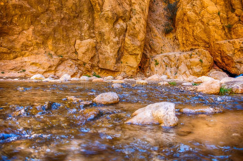 Todra River As it Passes through the Todra Gorges in Morocco. Stock ...